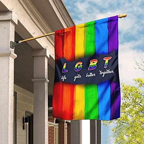 Amazon.com: LGBT Garden House Flag, LGBT Life Gets Together Two-side ...
