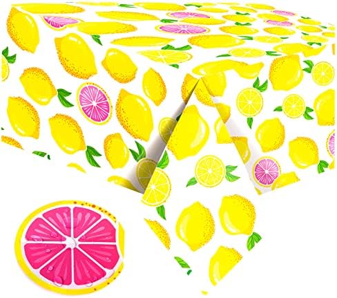Amazon.com: 3 Pcs Lemon Tablecloth Indoor Outdoor Waterproof Rectangle ...