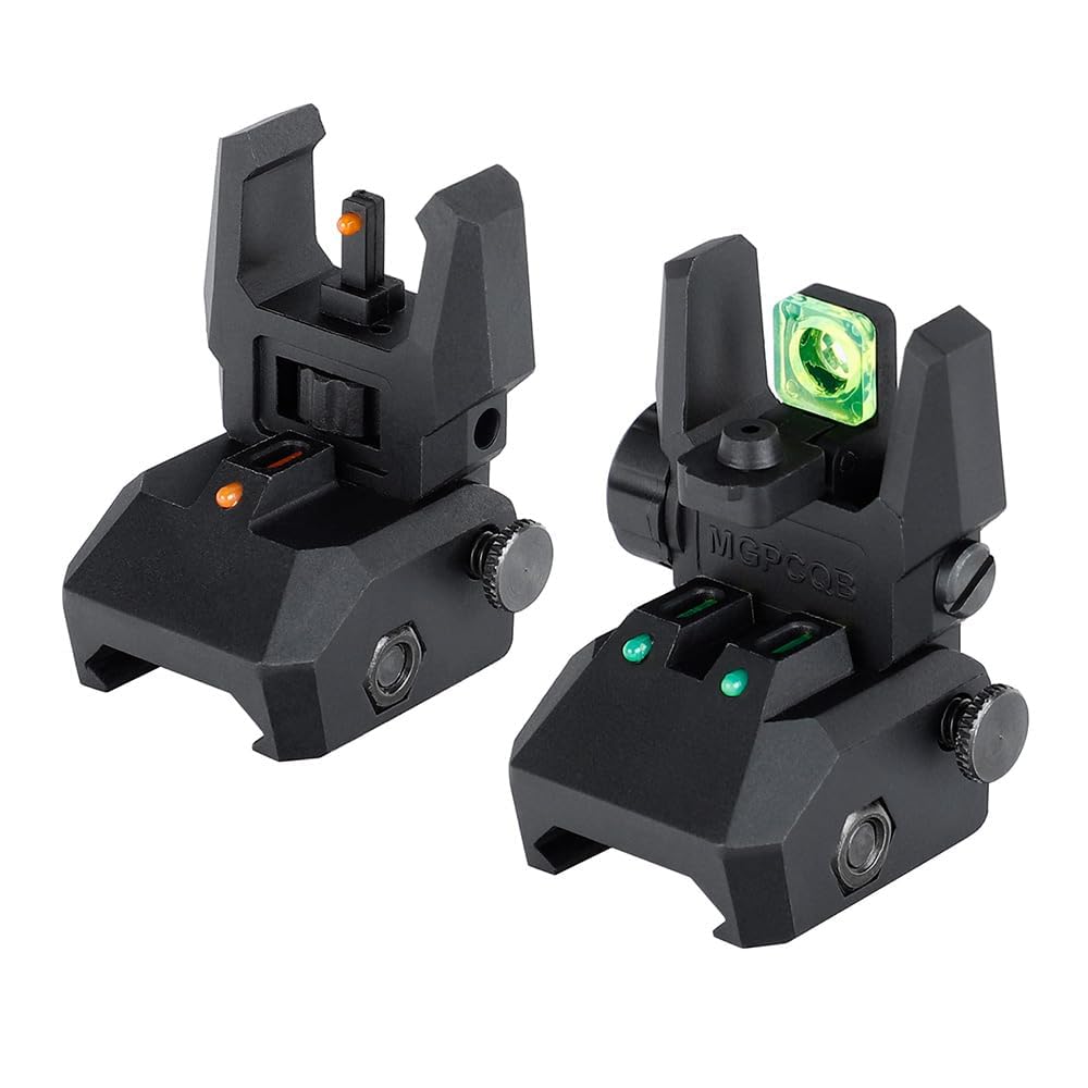 pusina Front and Rear for Rifle Iron Sights Picatinny Foldable Flip Up ...