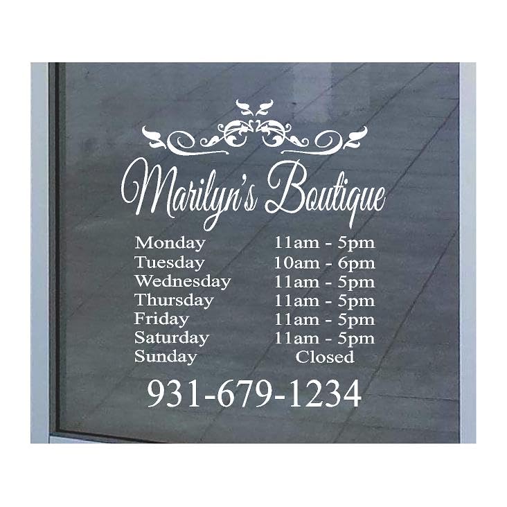 Amazon.com: Business Hours Sign Vinyl Decal and Business Name Sign ...