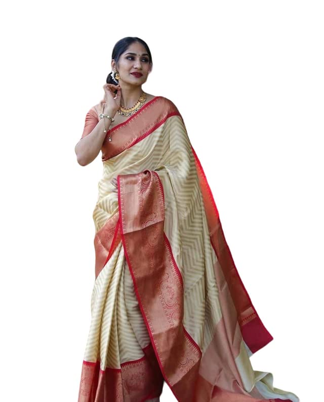 Buy Unique Touch Women's Soft Lichi Silk Saree with Unstitched Blouse ...