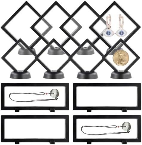 Amazon.com: Harloon 12 Pcs 3D Floating Display Case Coins Floating Display Stand Transparent PE ...