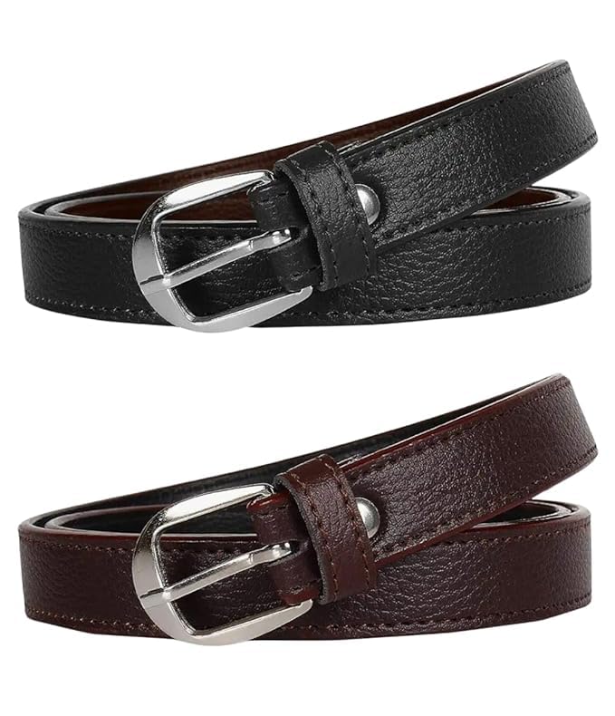 Buy CraftKard PU Leather Belt Women's Girl's Pack of 2 Ladies's Belt ...
