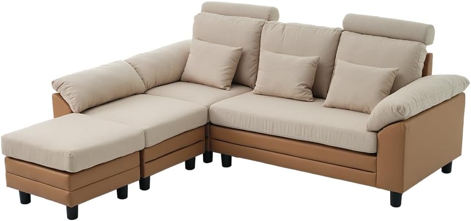 Amazon｜OSJ ソファー ソファ 3人掛け ハイバック ファブリック 弾力 自由レイアウト L字ソファー ローソファ 肘付きソファー カウチソファー コーナーソファー ヘッドソファー 三 ...