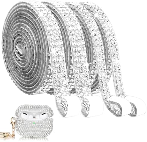 Amazon.com: 4 Rolls Self Adhesive Rhinestone Strips 4 Styles Crystal ...