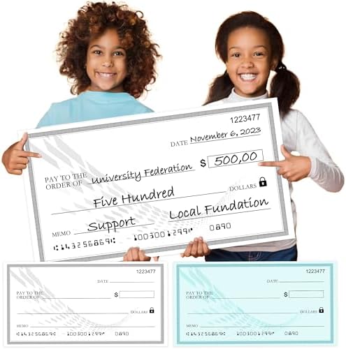 Amazon.com : 2 Pieces Giant Blank Check Fake Checks Oversized ...