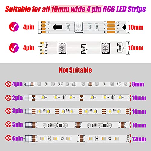 Snapklik.com : LED Light Strip Connectors, 10 Packs 4-Pin 10mm Unwired ...