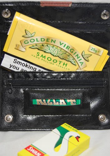 Amazon.com: Tobacco Pouch BLACK or BROWN + RIZLA & SWAN EXTRA SLIM TIPS ...