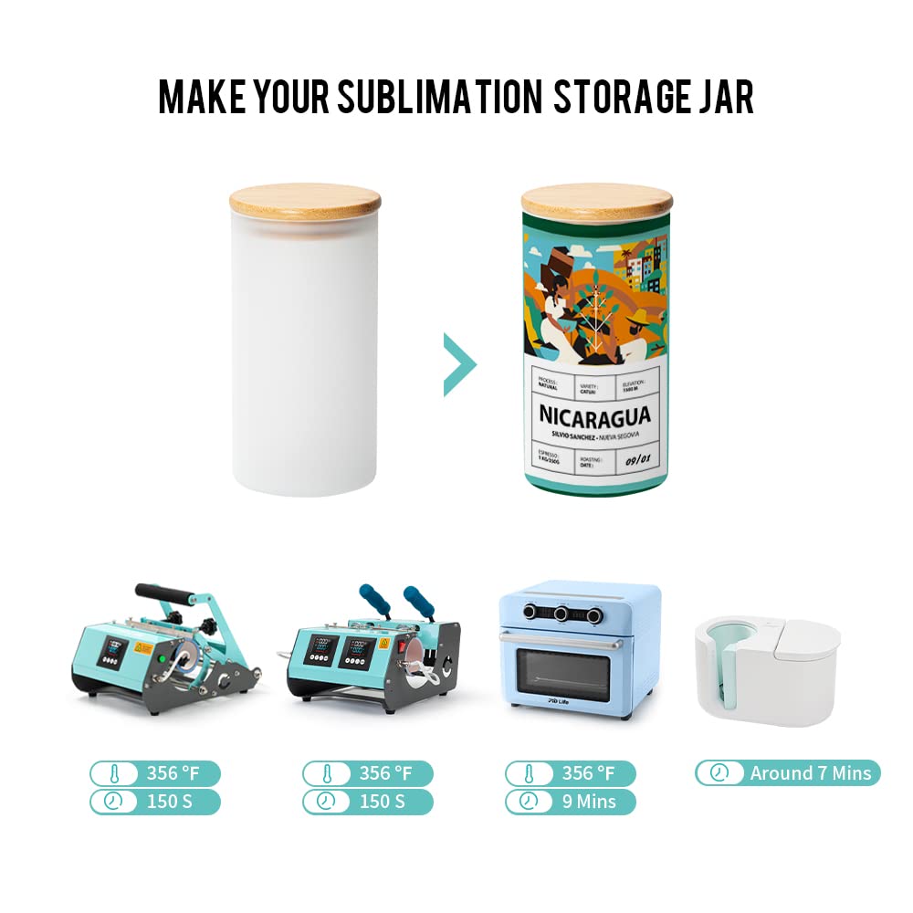 PYD Life Sublimation Storage Jars Glass Blanks Tumbler Food Canisters ...
