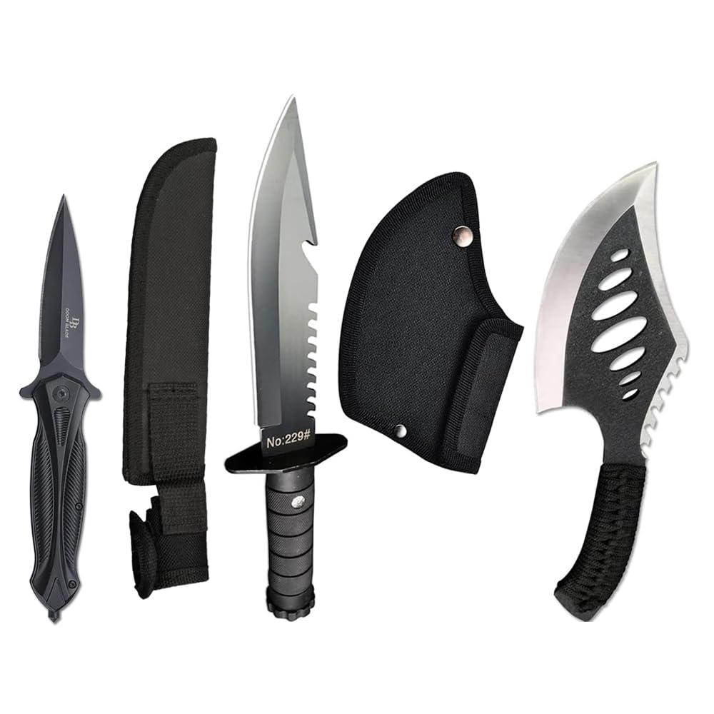 Amazon.com : DOOM BLADE Survival Hatchet&Fixed Blade Knife＆Pocket ...