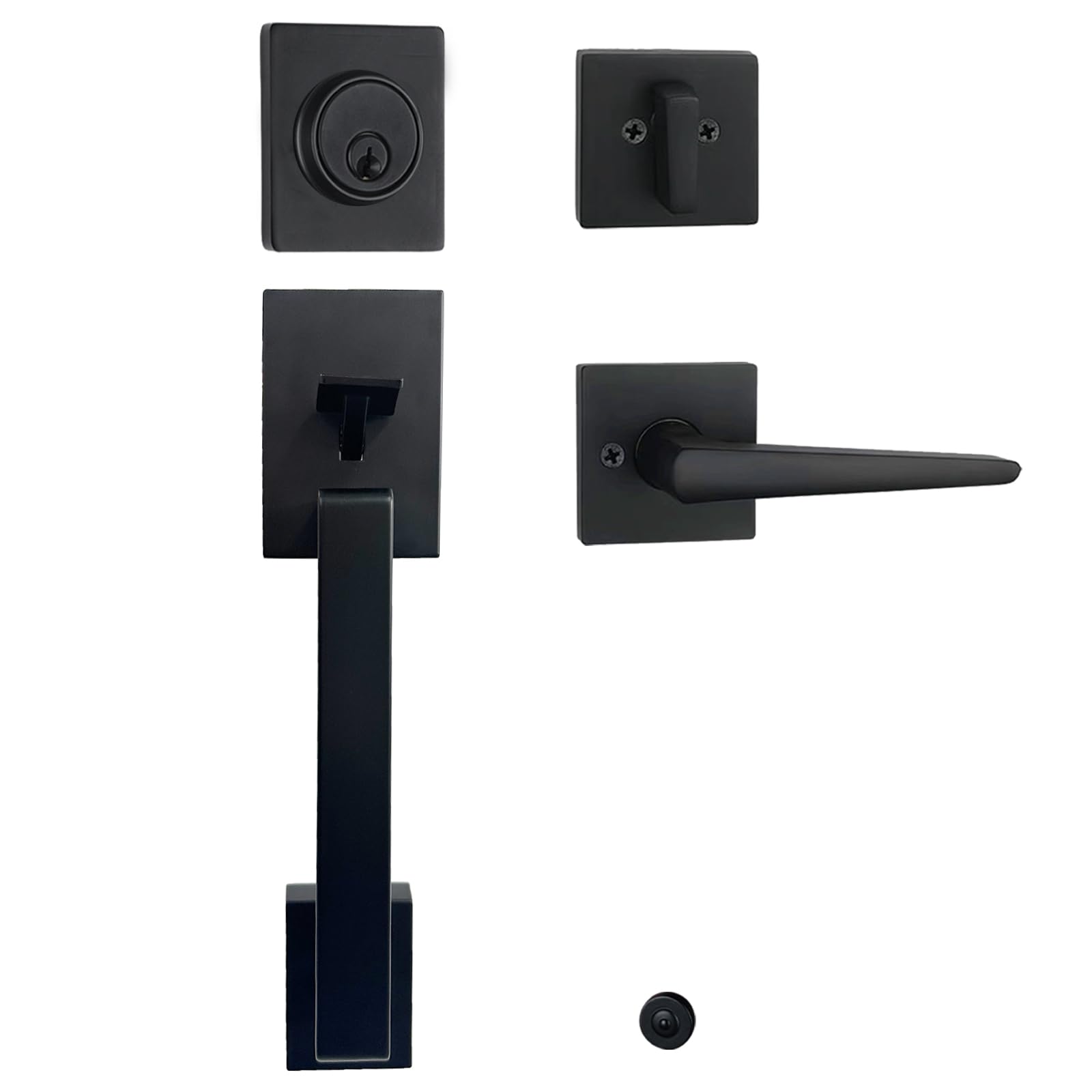 HISAFE Iron Black Front Door Lock Set Security Single Cylinder Slim ...