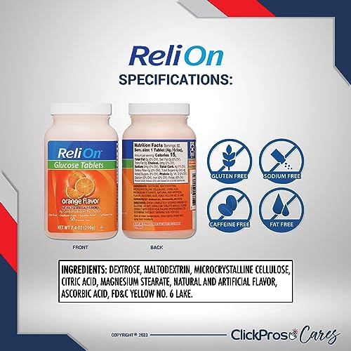 Snapklik.com : ReliOn Reli On Glucose Tablets Orange 4 Pack Bundle - 50 Ct
