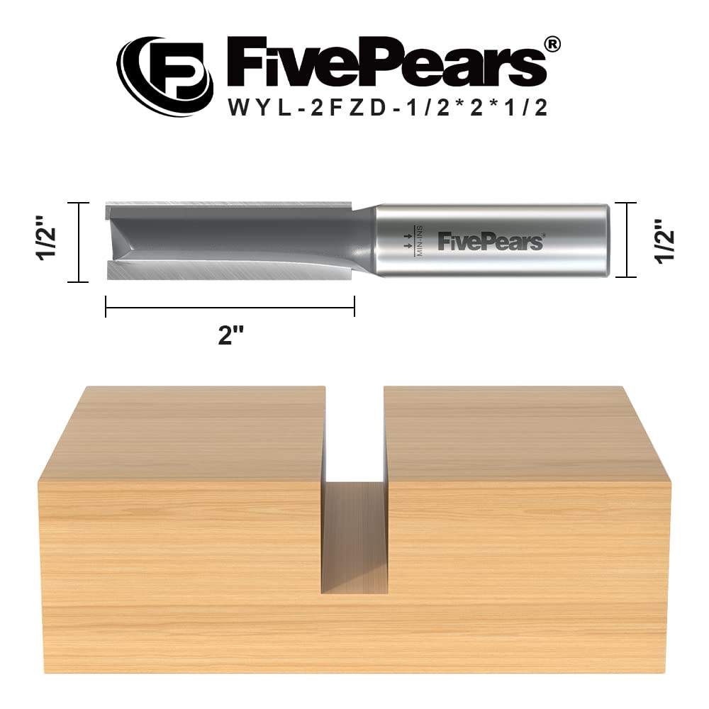 Snapklik.com : FivePears Straight Router Bits 1/2 Inch Shank Double Flute