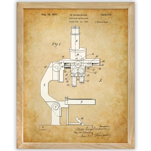 Amazon.com: Binocular Microscope - 11x14 Framed Patent Print - Old Medical Instrument Poster ...