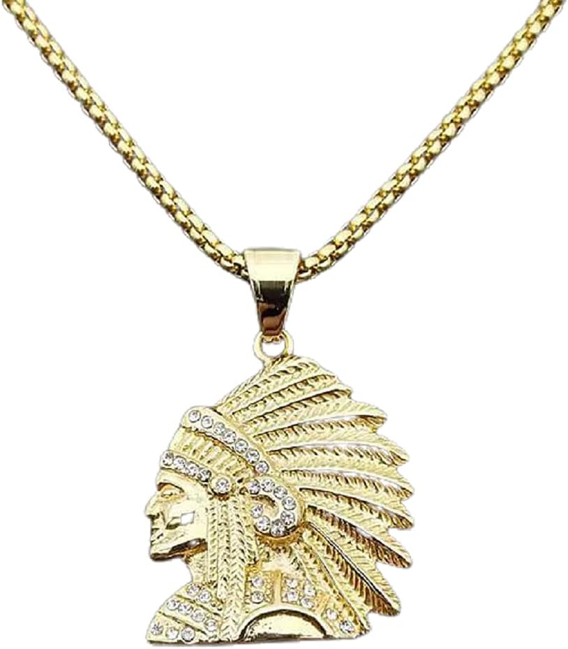 MayiaHey Indian Chief Pendant, Native American Indian Chief Head ...