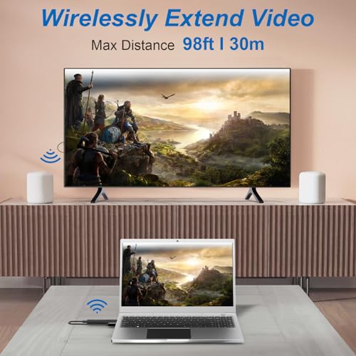 Dcolor Black Wireless HDMI Transmitter and Receiver, 5G Wireless HDMI ...