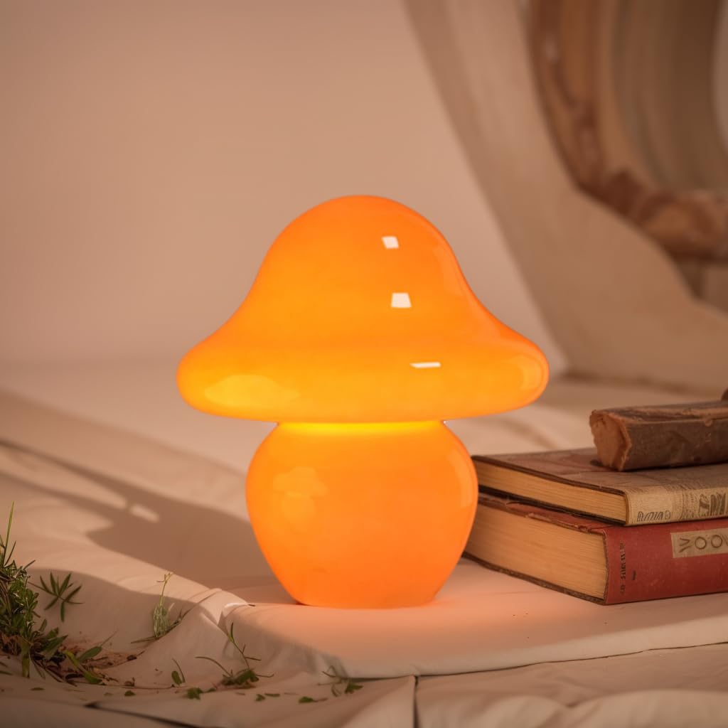 BestAlice Mushroom Lamp, Glass Mushroom Bedside Table Lamps, Vintage ...