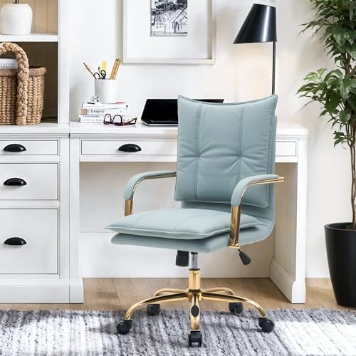 Amazon.com: DRKAT Leather Home Office Desk Chairs Comfy Office Chair ...