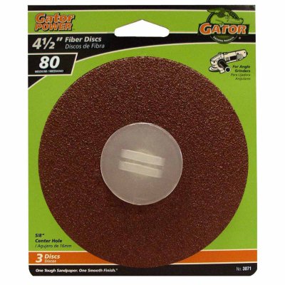 Gator Finishing 3071 80 Grit Aluminum Oxide Fiber Discs (3 Pack), 4.5 ...