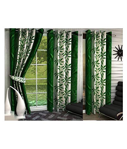 Buy N2 Home Polyester Door Semi-Transparent Eyelet Curtains (Set of 3 ...