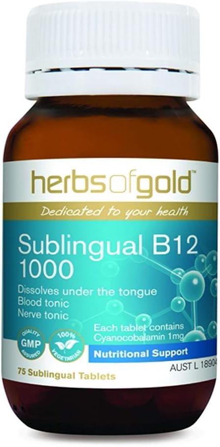Herbs of Gold Activated Sublingual B12 75 Tablets, 75 count : Amazon ...
