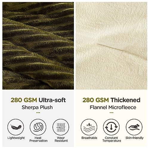Olive Green Comforter Set 3pcs Reversible Boho Ball Pom Fringe Queen ...