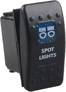 E Support 12V 20A Bar Push Button Rocker Toggle Switch Blue LED Light ...