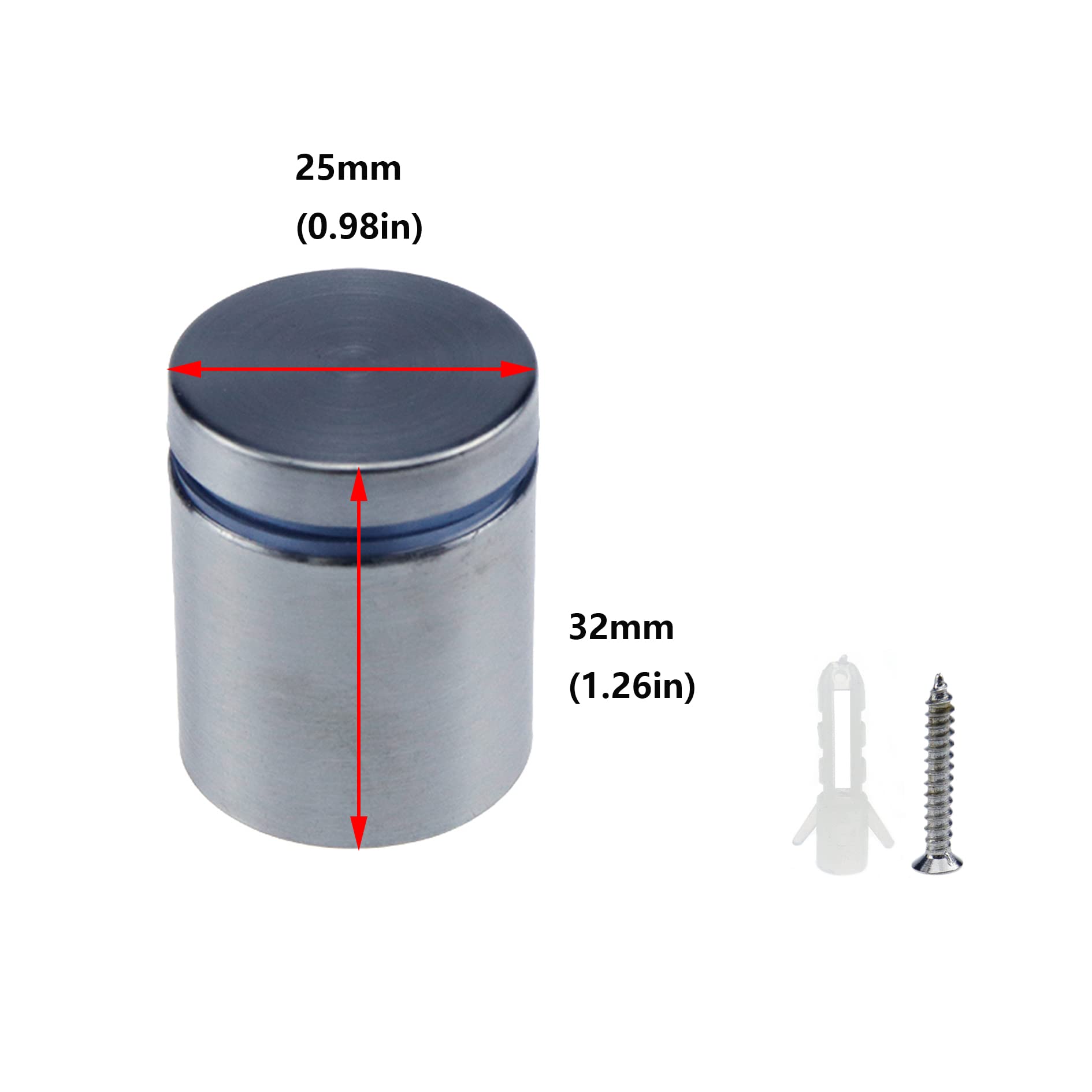 Snapklik.com : Antrader Stainless Steel Glass Standoff 1"1-1/5"