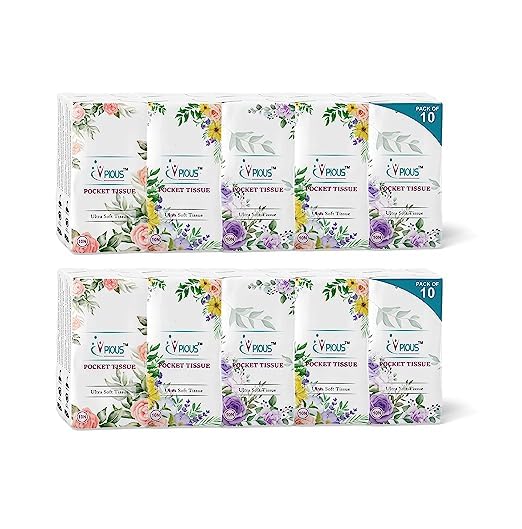 PIOUS 2 Ply Highly Absorbent Soft Pocket Tissue Papers (size-20x20cm ...