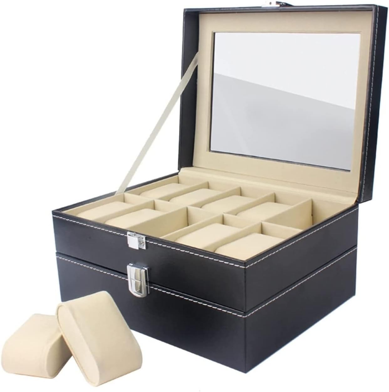 Amazon.com: Watch Box Organizer Watch Case PU Leather 2-Layer 20 Slots ...