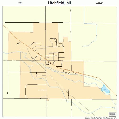 Amazon.com: Large Street & Road Map of Litchfield, Michigan MI ...