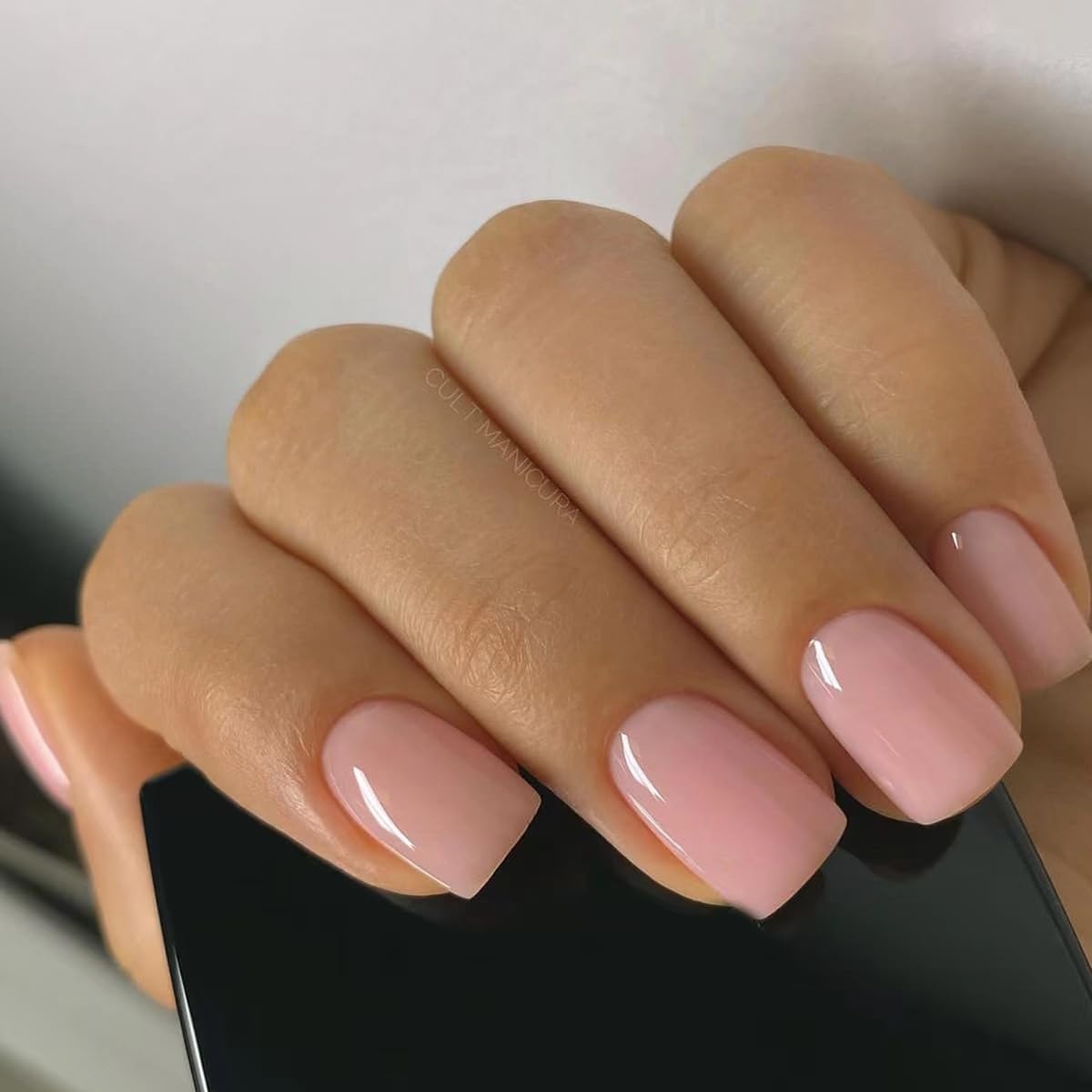 Amazon.com: Magrace Square Press on Nails Short Fake Nails Nude Pink ...