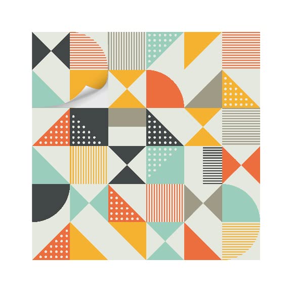 MOSAICOWALL DIY Colourful Geometric Tile Stickers for Floor 6inches x ...