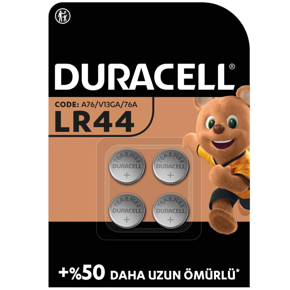 Duracell LR44 (4’lü Paket) Özel Alkalin Pil 1,5V (A76), Daha Uzun Ömür, Dijital Termometrelerde ...