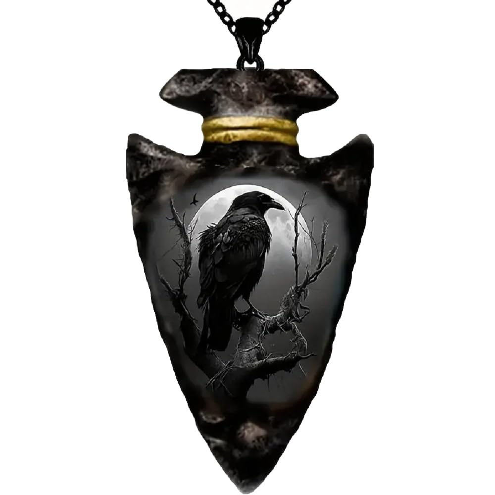 AttractionOil.com Full Moon Raven Arrowhead Necklace | Amazon.com