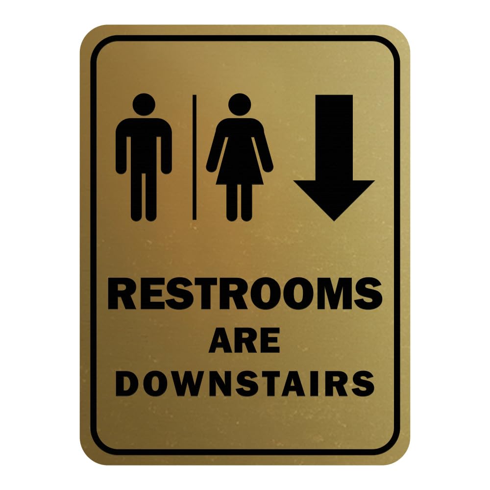 Amazon.com : Signs ByLITA Portrait Round Restrooms are Downstairs Sign ...
