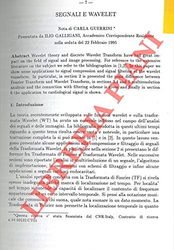 Amazon.com: Segnali e Wavelet.: GUERRINI Carla -: Books