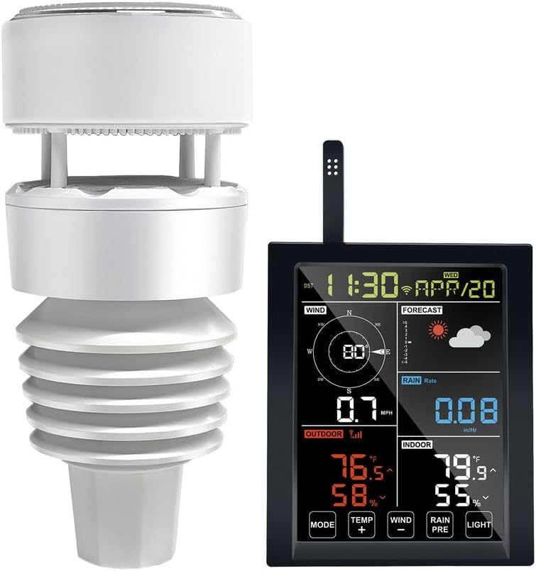 ECOWITT WN1981 Wi-Fi Weather Station Indoor and Outdoor, Includes WN1980 LCD Display Console and ...