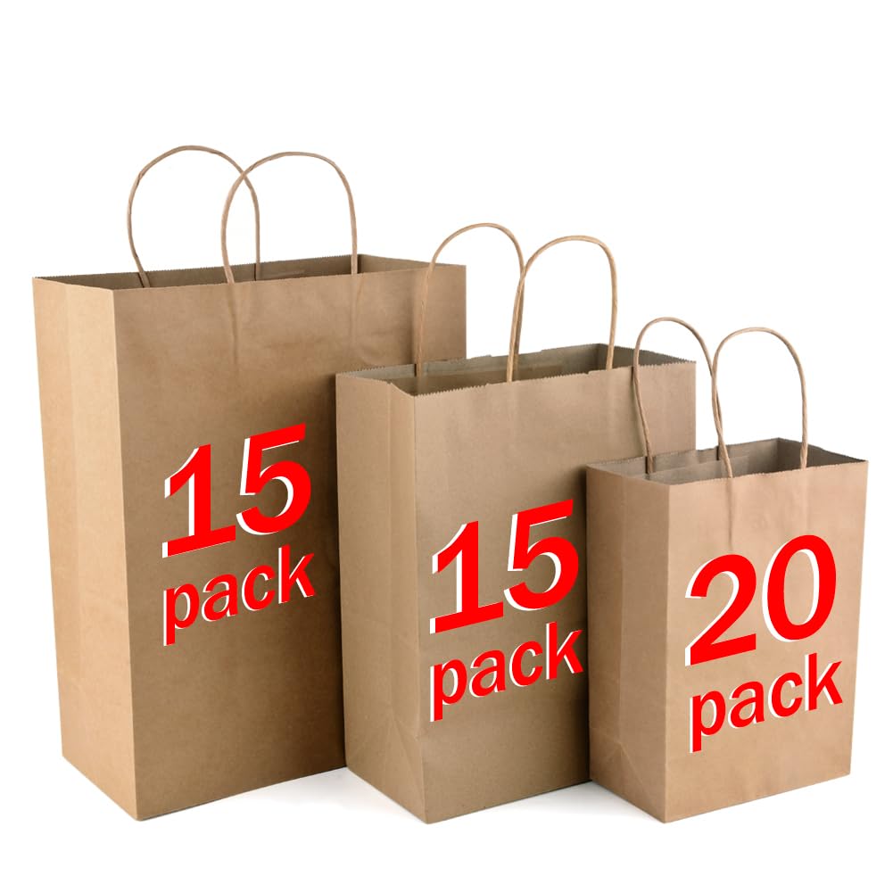 MAOOY 50 Pcs Sac en Papier Kraft, Marron Sac Cadeau avec Poignée ...