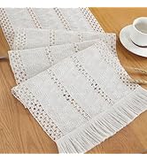 Amazon.com: Laolitou Rustic Table Runner with Tassels, Boho Farmhouse Christmas Table Runners 72 ...