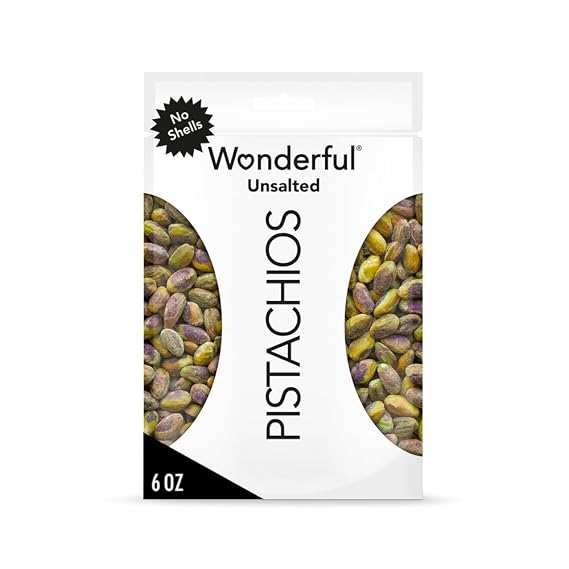 Amazon.com: Wonderful Pistachios No Shells, Unsalted Nuts, 6 Ounce ...