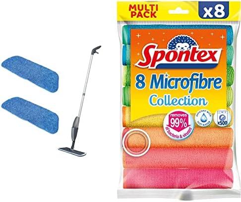 Addis Essentials Microfibre Spray Flat Mop with 2x Spare Replacement ...