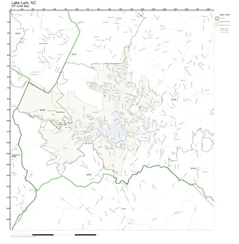 Amazon.com : ZIP Code Wall Map of Lake Lure, NC ZIP Code Map Not ...
