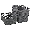Readsky Plastic Storage Baskets Sets for Organizing, Grey Basket ...