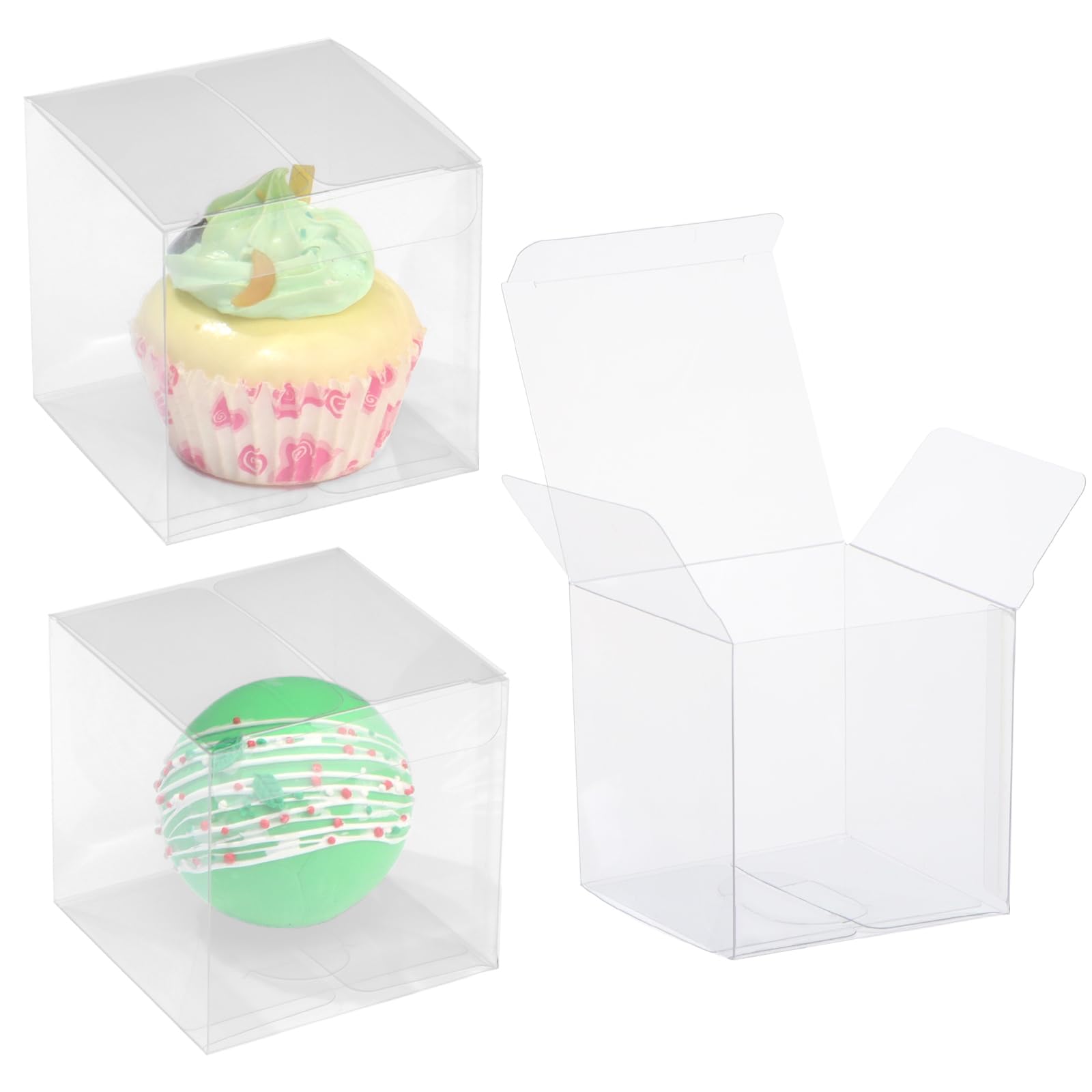 Amazon.com: TEMLQPACK 50 Pack 3x3x3 Inch Clear Hot Chocolate Bomb Boxes ...