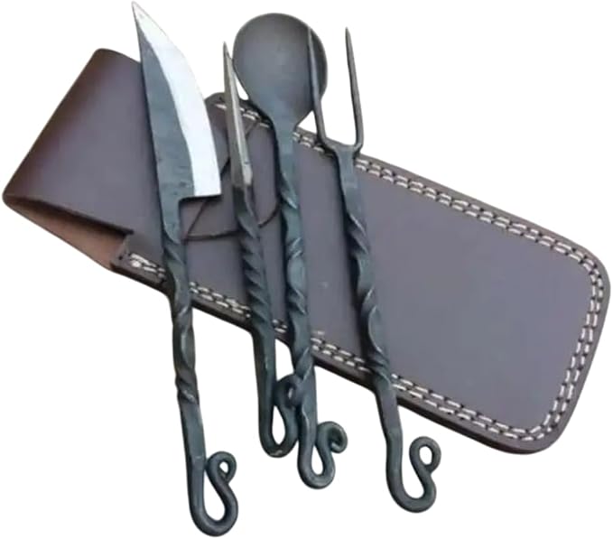 Amazon.com: Hand-Forged Viking Cutlery Set – Medieval Knife, Spoon ...