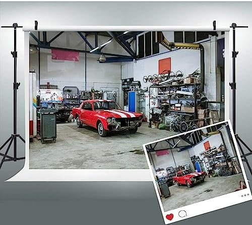 Amazon.com : Garage Car Repair Backdrop 7x5ft Indoor Fix Garage ...