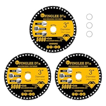Amazon.com: 3 inch Metal Cut Off Wheel with 3/8 Bushing, 7/16 Arbor Grinder Cutting Disc with ...