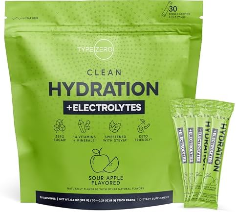 Amazon.com: Type Zero Clean Hydration + Electrolytes Drink Mix (30 ...