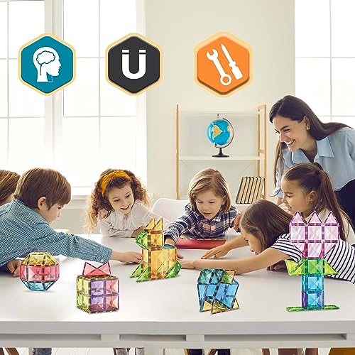 Snapklik.com : 80 Pieces Magnetic Building Blocks Tiles Magnet Toys ...